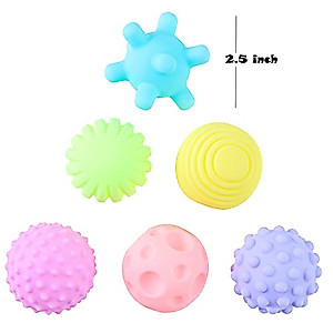 Tamu style Puppy Chew Toys for Teething, 6 Pack, Soft Colorful Vinyl, Fun Ball Shapes, Mentally Stimulating Shapes and Audible Squeaker, Promotes Active, Healthy Play and Even Float in Water