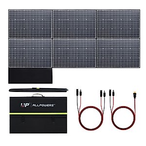 ALLPOWERS SP039 600W Monocrystalline Portable Solar Panel Waterproof IP67 RV Solar Panel Kit with 44V Output Foldable Solar Charger for Outdoor Adventures Power Outage Solar Generator