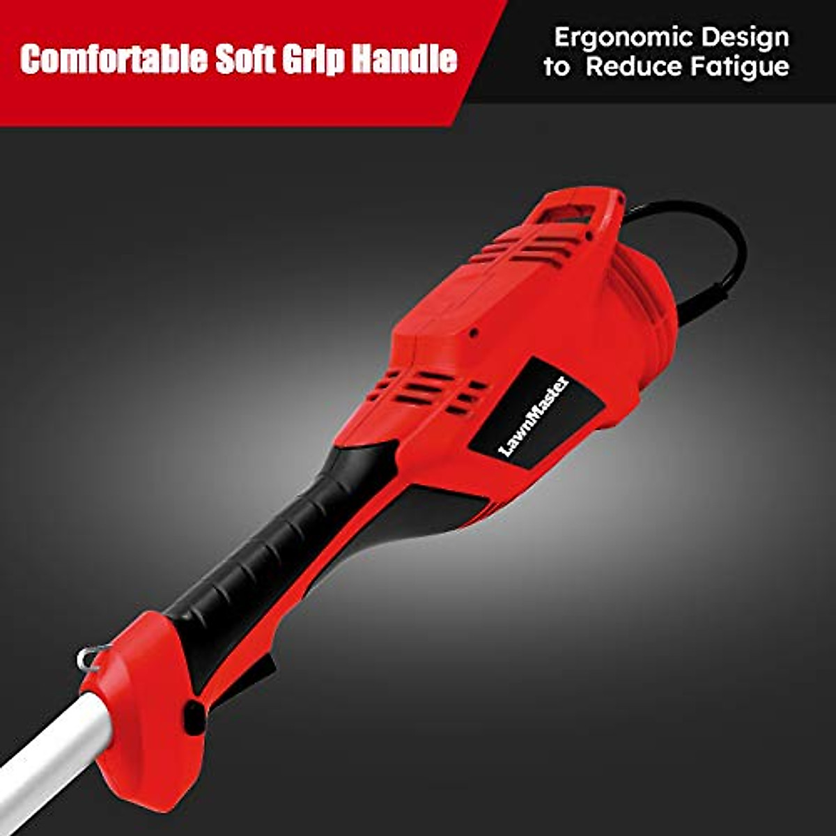 LawnMaster Red Edition GT1644 Electric String Trimmer 10 Amp 16-Inch Corded Grass Trimmer Lightweight with Shoulder Strap