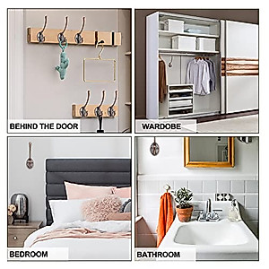 Bonsicoky 4 PCS Farmhouse Wall Mounted Coat Hooks, Decorative Heavy Duty Double-Hook Wall Hooks with Screws for Coats Bags Hats Towels - Black