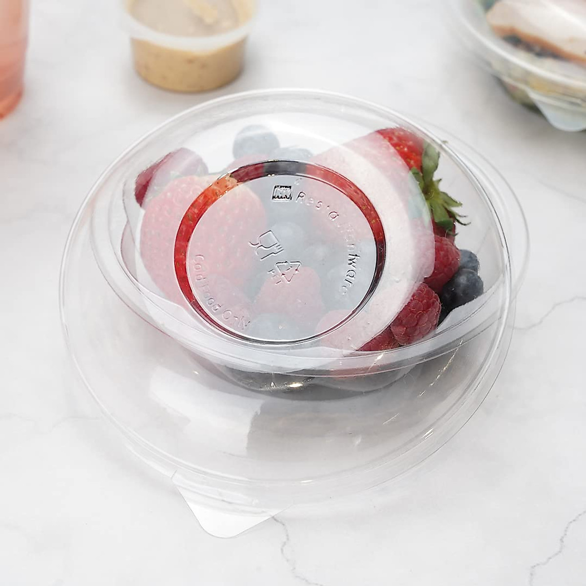 Restaurantware LIDS ONLY: Thermo Tek Lids For 8-12- 16-Ounce Disposable Salad Bowls500 Round Deli Bowl Lids - Bowls Sold Separately Air-Tight Clear Plastic Salad Container Bowl Lids