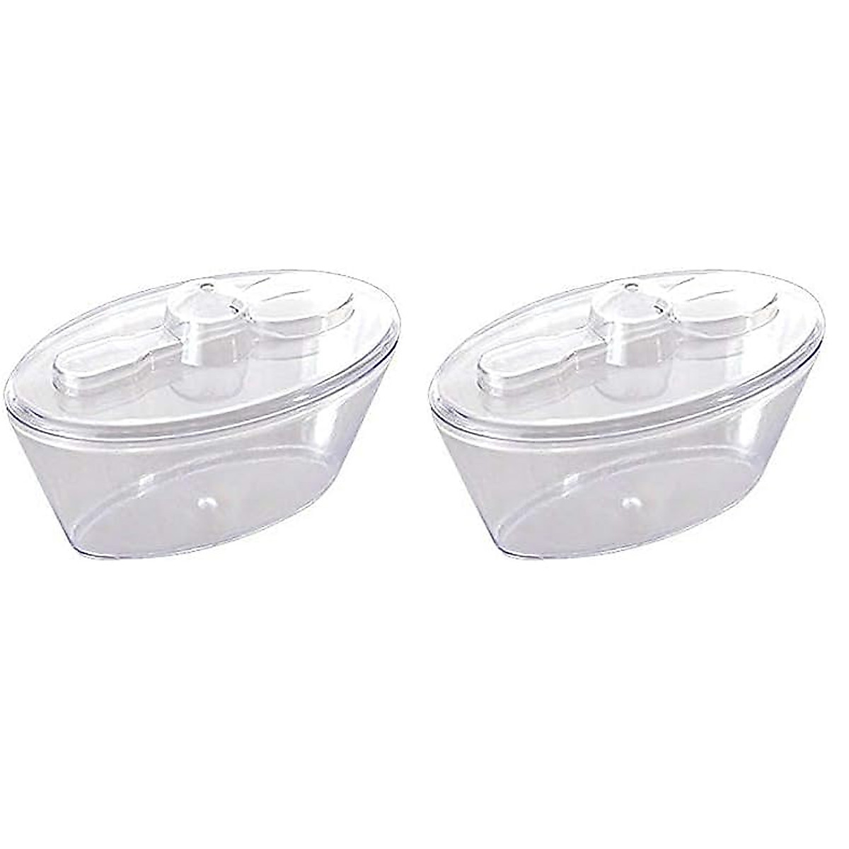 Kaya Plastic Oval Cups with Lids and Spoons - 4 oz. | Clear | 12 Sets (Pack of 2)