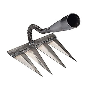 Geraffely Dethatcher Rake - Metal Hand Rakes for Gardening, Weeding,Garden Yard Lawn Heavy Duty Carbon Steel Rake, Cultivator Garden Tool Dethatcher Rake