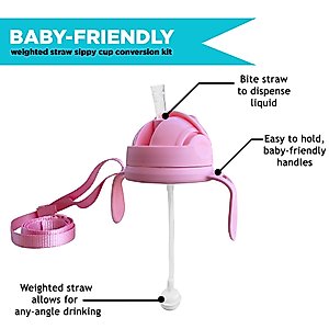 Botabee 3-in-1 Weighted Straw Sippy Cup Conversion Kit for Comotomo Bottles | Versatile, Leak-Proof - Easy-to-Use Sippy Cup Solution for Babies and Toddlers | Compatible with Comotomo 5oz & 8oz Bottle