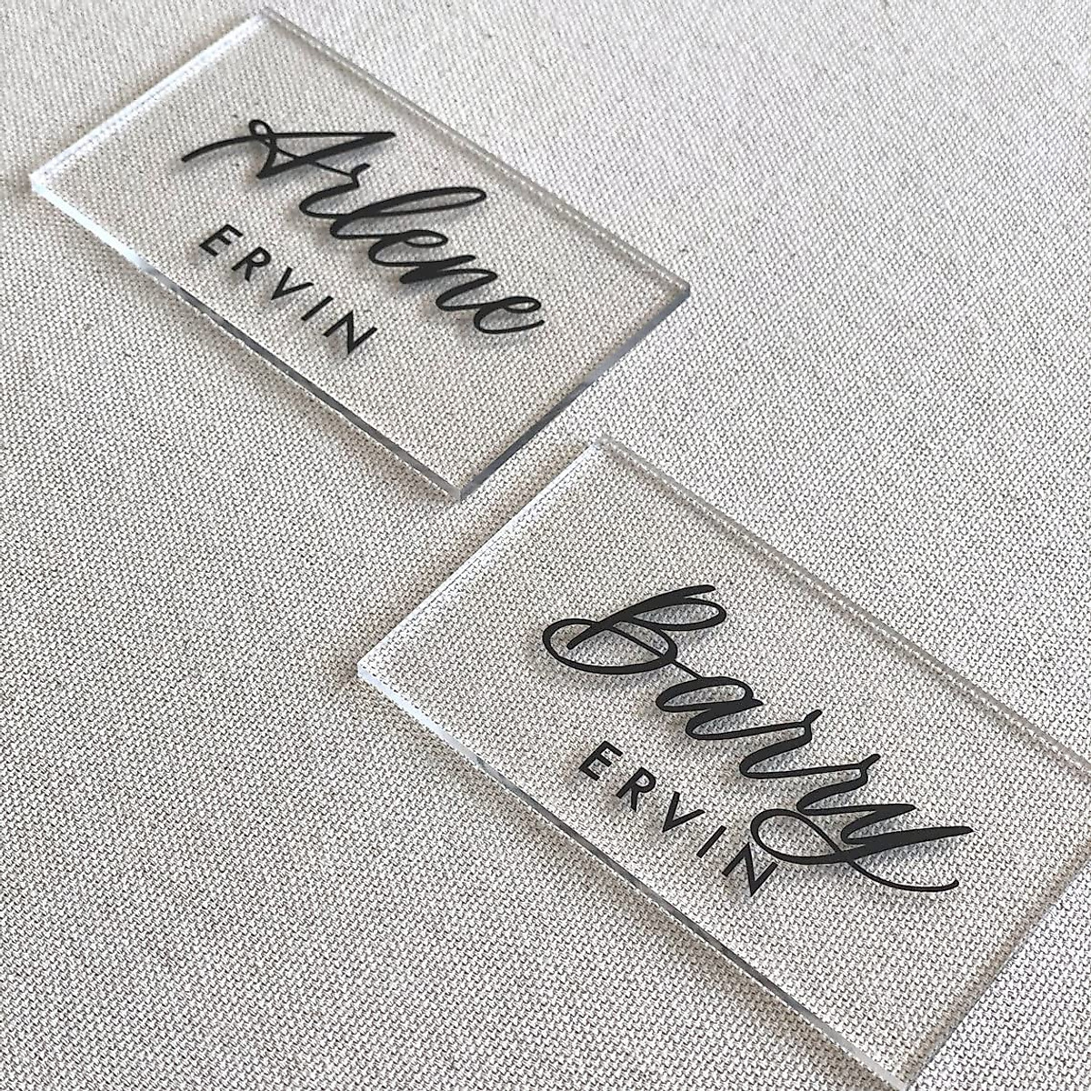 KAITELA Clear Acrylic Place Cards 1/8" Thick, 3.5" x 2" Small Rectangle Acrylic Blank Seating Card, Escort Name Plate for Table Setting, Wedding, Dinner Party, 20 Pcs