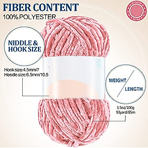 Xinnun 12 Skeins Plush Yarn, Thick Chenille Yarn, Soft Blanket Velvet Yarn for Knitting DIY Craft Total Length 1116 Yards, Fluffy Yarn for Crocheting Sweater Shawl Toy, 3.5 Oz/Skein (Multi Colors)