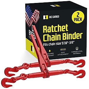 DC Cargo Heavy-Duty Ratcheting Chain Binder 5/16"-3/8", Load Binders with 5,400 lbs Working Load Limit - Chain Binders Ratcheting for Secure and Safe Transport (Pack of 2)