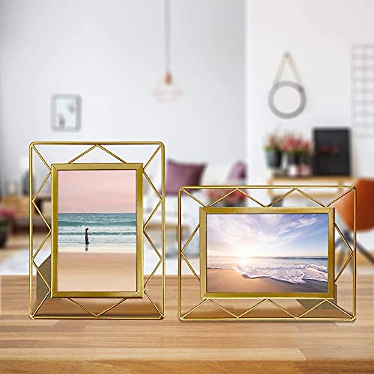 SPEPLA 4x6 Metal Picture Frames for Tabletop or Wall Mounting Display, 2 Pack 6 x 4 Photo Frame