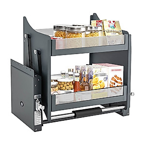 LYNICESHOP Pull Down Shelf, Adjustable Pull Down Shelf Kitchen Wall Cabinet Storage Organizer 2-Tier Mounted Wall Cabinet Pull-Down Shelving System High Cabinet Pull Down Shelf (24in Cabinet)
