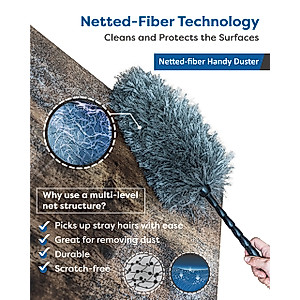 Rocktex Feather Duster Kit with 5.6ft Extension Pole, 4 Dusting Brush for Cleaning Home Wall Ceiling Fan Cobweb, Microfiber Static Washable Dusters, Black Dark Gray