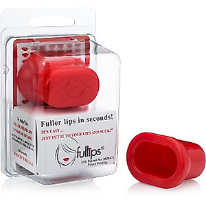 Fullips Lip Plumper Tool - Medium Oval with Bonus Large Round Enlarger - Self Suction Plumping Device For Fuller Lips - Plump in Seconds - Natural Instant Lip Enhancement Kit - Red Plastic Plumpers