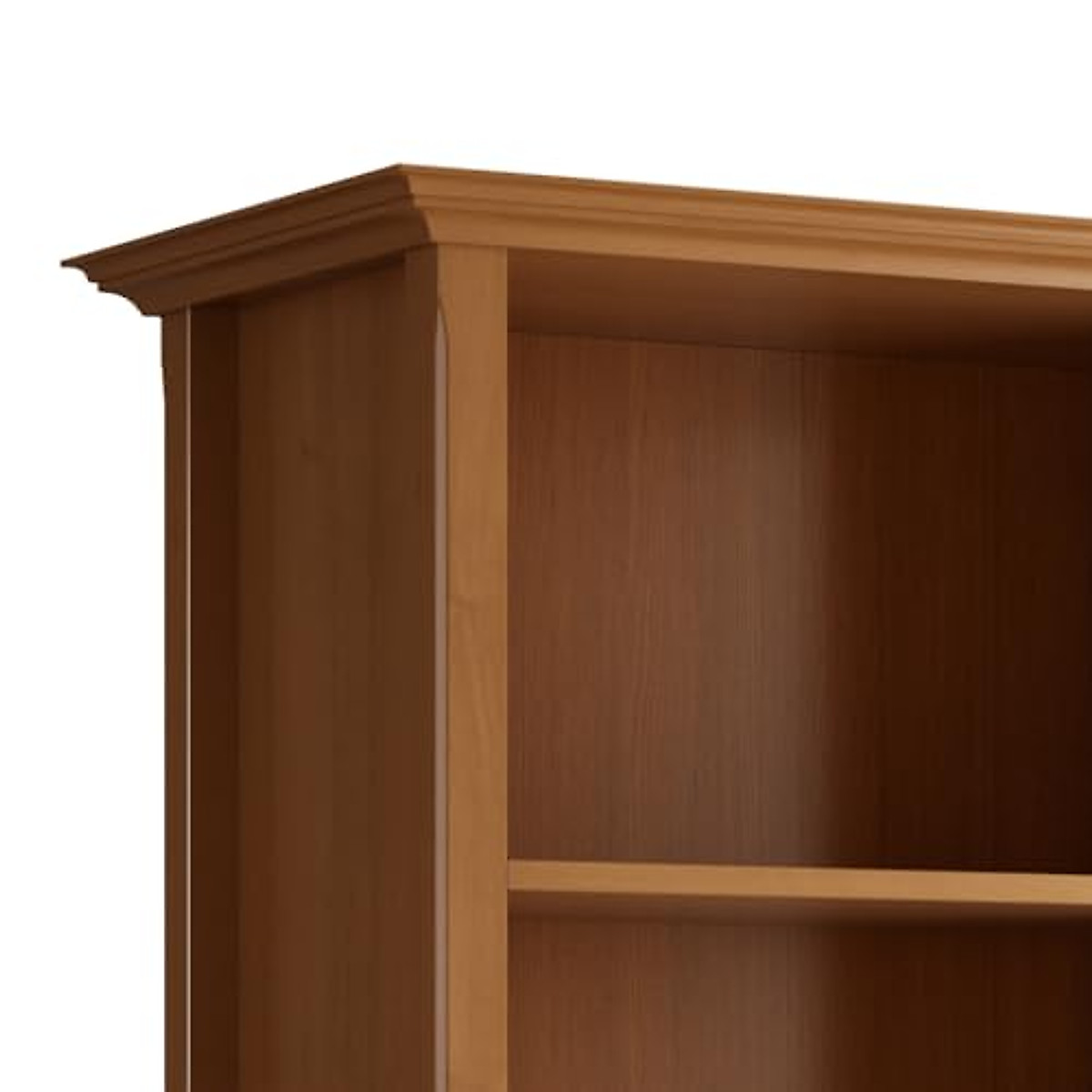 SIMPLIHOME Amherst SOLID WOOD 30 Inch Transitional 5 Shelf Bookcase in Light Golden Brown, For the Living Room, Study Room and Office