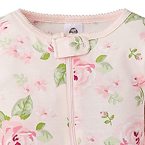 Gerber Baby Girls' 2-Pack Footed Pajamas, Pink Rose, 12 Months