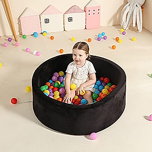 TRENDBOX Foam Ball Pit for Toddlers, 35 inch Soft Baby Ball Pit with Washable Velvet Cover (Balls not Included)-Black