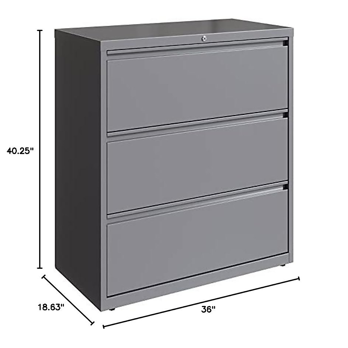 Hirsh 36" W HL10000 Series 3 Drawer Metal Lateral File Cabinet in Arctic Silver