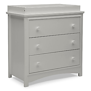 Delta Children Perry 3 Drawer Dresser with Changing Top, Moonstruck Grey