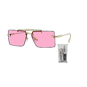 Versace VE2245 1002/5 60MM Gold/Fuchsia Rectangle Sunglasses for Women + BUNDLE With Designer iWear Eyewear Kit