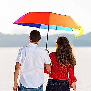 LEAGERA Rainbow Umbrella for Adults - Smal Travel Umbrellas for Rain&Sun, Small, Compact, Light, Folding and Portable Rainbow Umbrella For Backpack Umbrella, Automatic Open