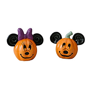 Disney Mickey Mouse and Mickey Mouse Jack O'lantern Salt and Pepper Shakers | Cute Ceramic Housewarming Gifts For Men and Women And Kids | Official Disney Licensee | 1 Set