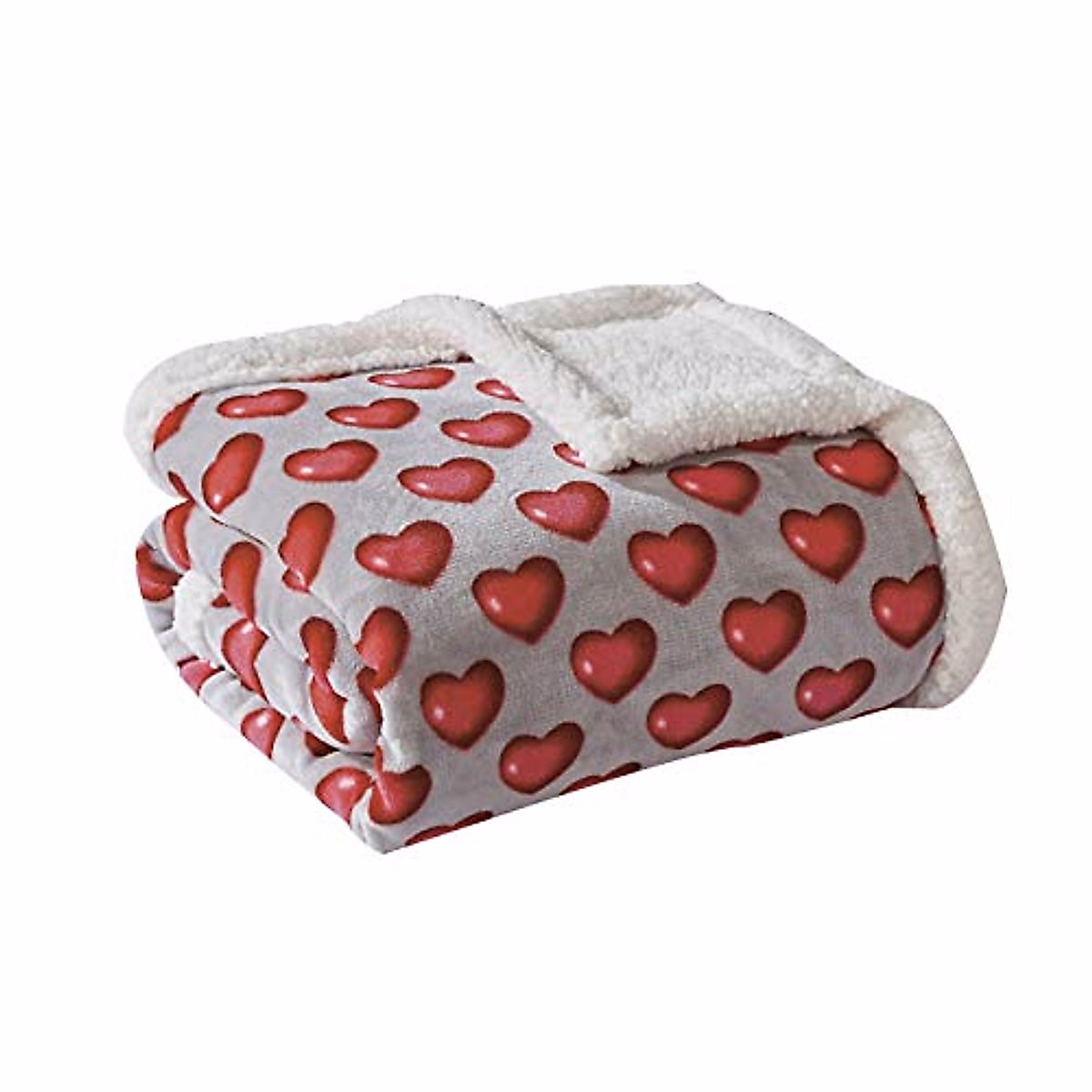 Décor&More Amor Eterno Be Mine Love Collection Valentine's Day Heart Ultra Plush Throw Blanket (50" x 60") with Sherpa Backing - Red Hearts