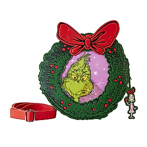 Loungefly Dr. Seuss Grinch Christmas Wreath Crossbody Bag