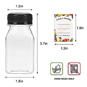 Moretoes 20pcs 4oz Small Juice Bottles Mini Plastic Bottles for Liquids, Empty Ginger Bottles with Caps Reusable Water Containers with Tamper Proof Lids Black for Milk Smoothies and Other Beverages