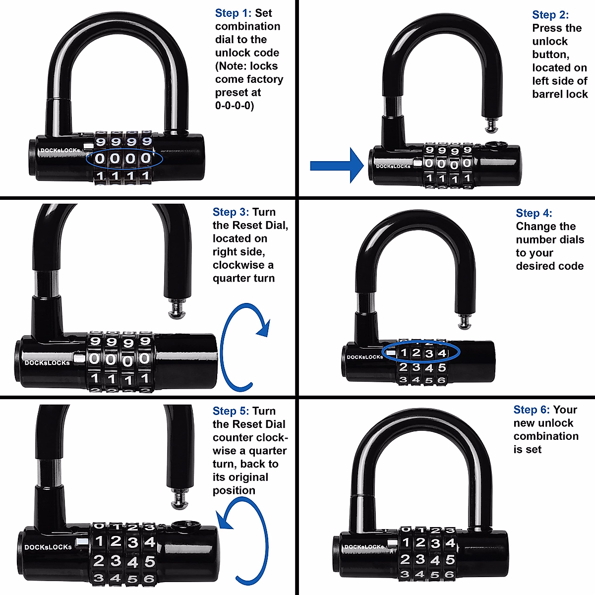 DocksLocks Security Cable Lock Set (5ft to 25ft Lengths) – Weatherproof, Looped Ends, Coiled, Compact, Includes U-Lock, Anti-Theft for Bikes, Patio Furniture, Kayaks, Outdoor Equipment 20ft