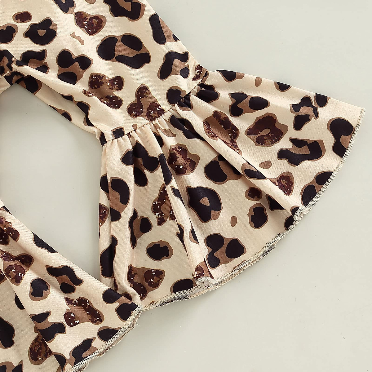 fhutpw Newborn Baby Girl Clothes Infant Rib Frill Long Sleeve Romper Flared Pants Headband Set 3pcs Fall Winter Outfits (C- Beige- Mock Neck, 0-3 Months)