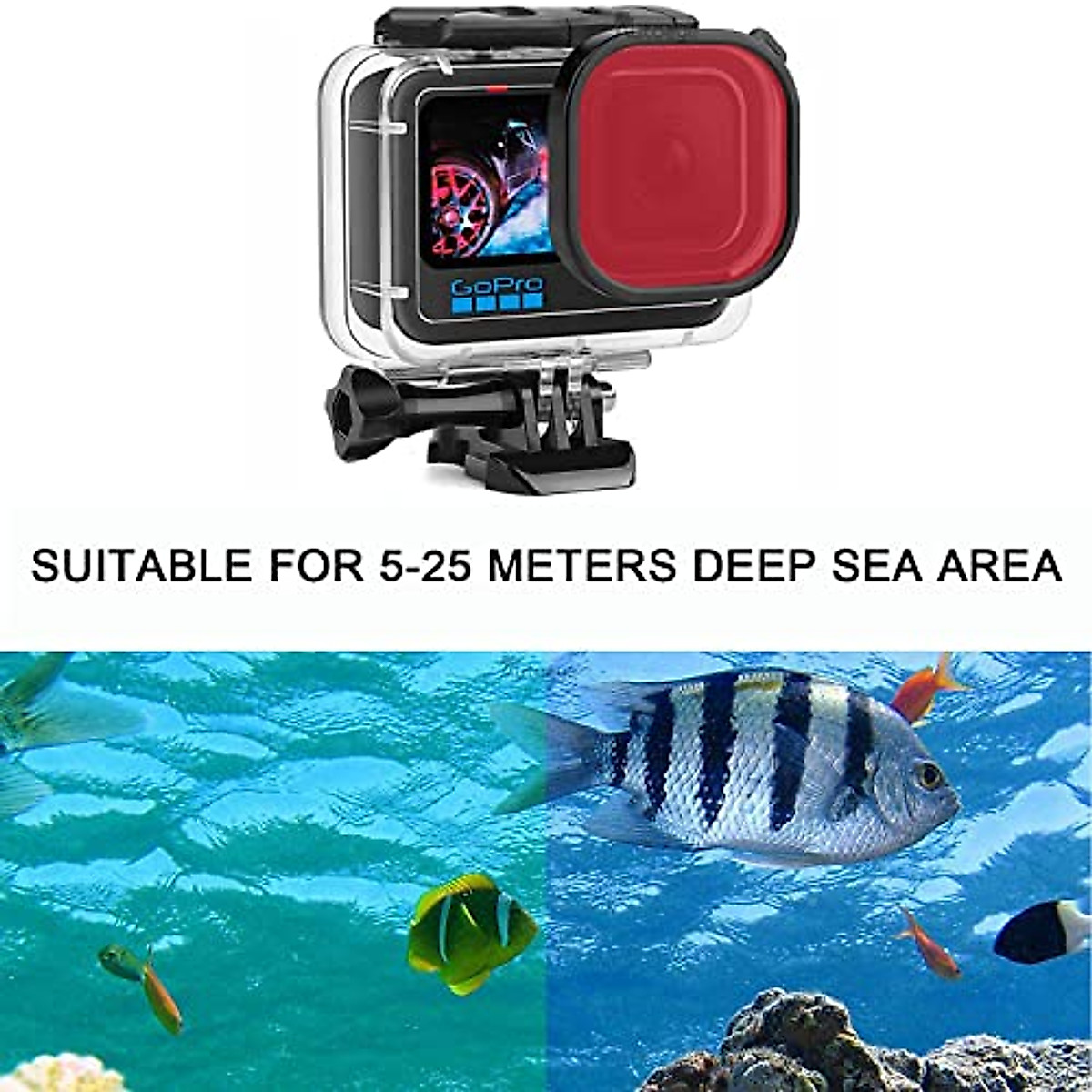 FitStill Waterproof Housing for Go Pro Hero 11 Black/Hero 10 Black/Hero 9 Black,Protective 60m Underwater Dive Case Shell with 3 Pack Filters