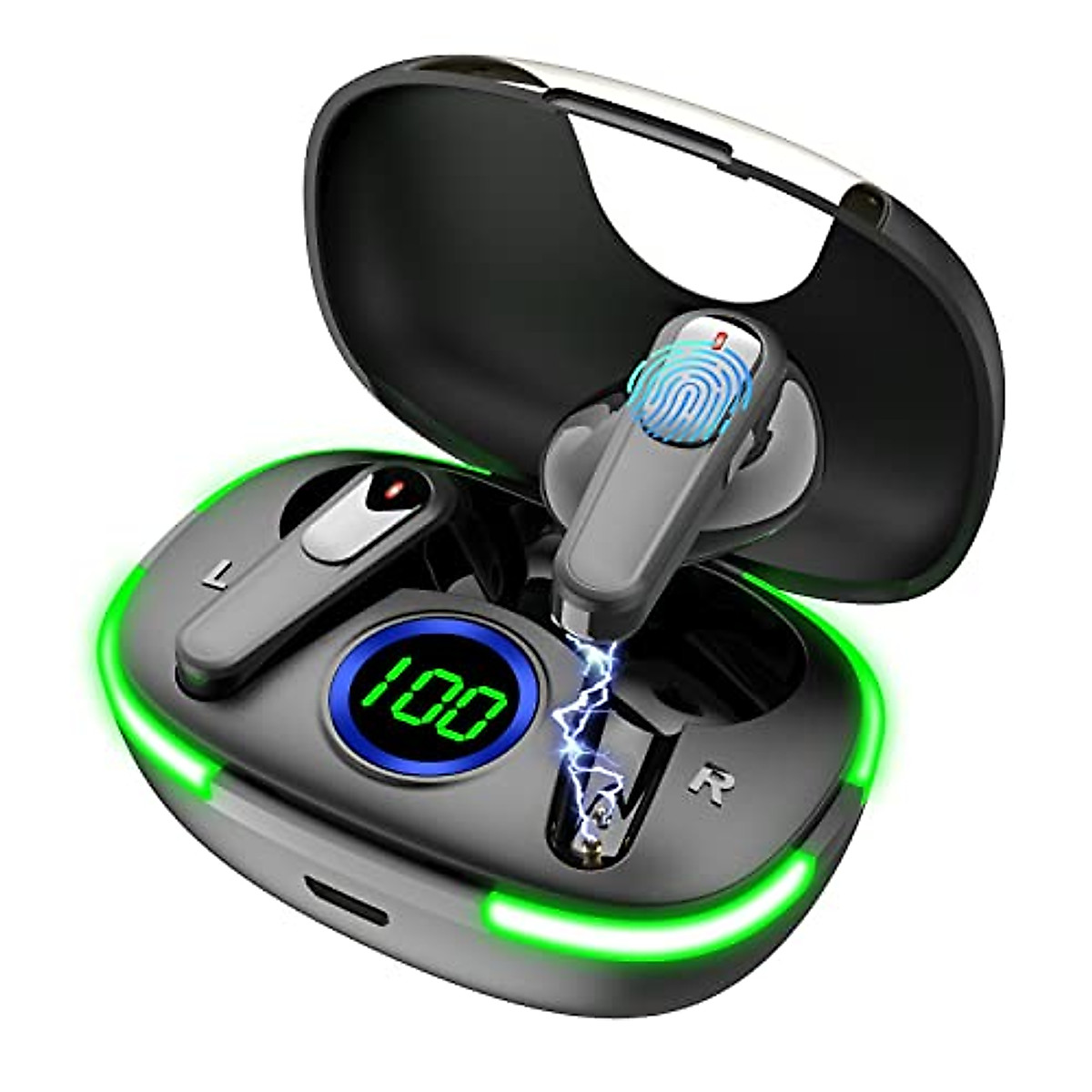 TUOTUER Wireless Earbuds Bluetooth 50H Playtime IPX4 Rating Sweat Waterproof Resistant V5.1 Bluetooth Headphones Built-in Mic Active Noise Cancellation Earphones Compatible with iPhone Android