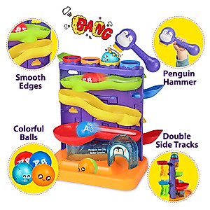 Toddler Toys for 1 2 3 Year Old Boys Girls, 2 in 1 Pound Balls Toy & Car Ramp Race Track, Early Development Educational Learning Toys Gifts for Baby 12-36 Months