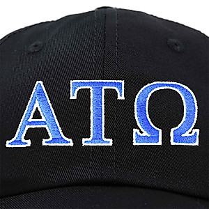 DALIX Alpha Tau Omega Fraternity Greek Letters Ball Cap Embroidered Hat in Black