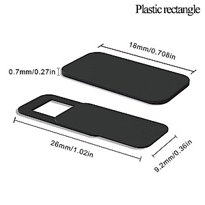 Ultra Thin Slim Mini Shield Camera Sticker Slide Shutter Metal Webcam Cover Privacy Protection(3pcs-Metal Rectangle,Black)