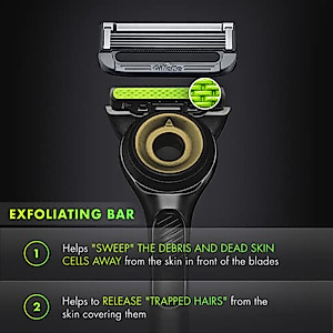 Gillette Razor for Men with Exfoliating Bar Gold Edition by GilletteLabs, Includes 1 Handle, 3 Razor Blade Refills, 1 Travel Case, 1 Premium Magnetic Stand
