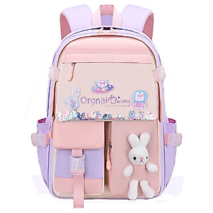 Cute Backpack Kawaii Waterproof Laptop Backpack Purple Medium