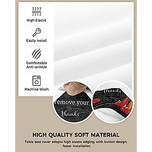 Chair Covers for Dining Room Set of 2, Removable Washable Office Chair Cover, Welcome Red High Heels Vintage Wood Grain Background Chair Cushion Covers for Bar Stool Kitchen 13.4"-18"