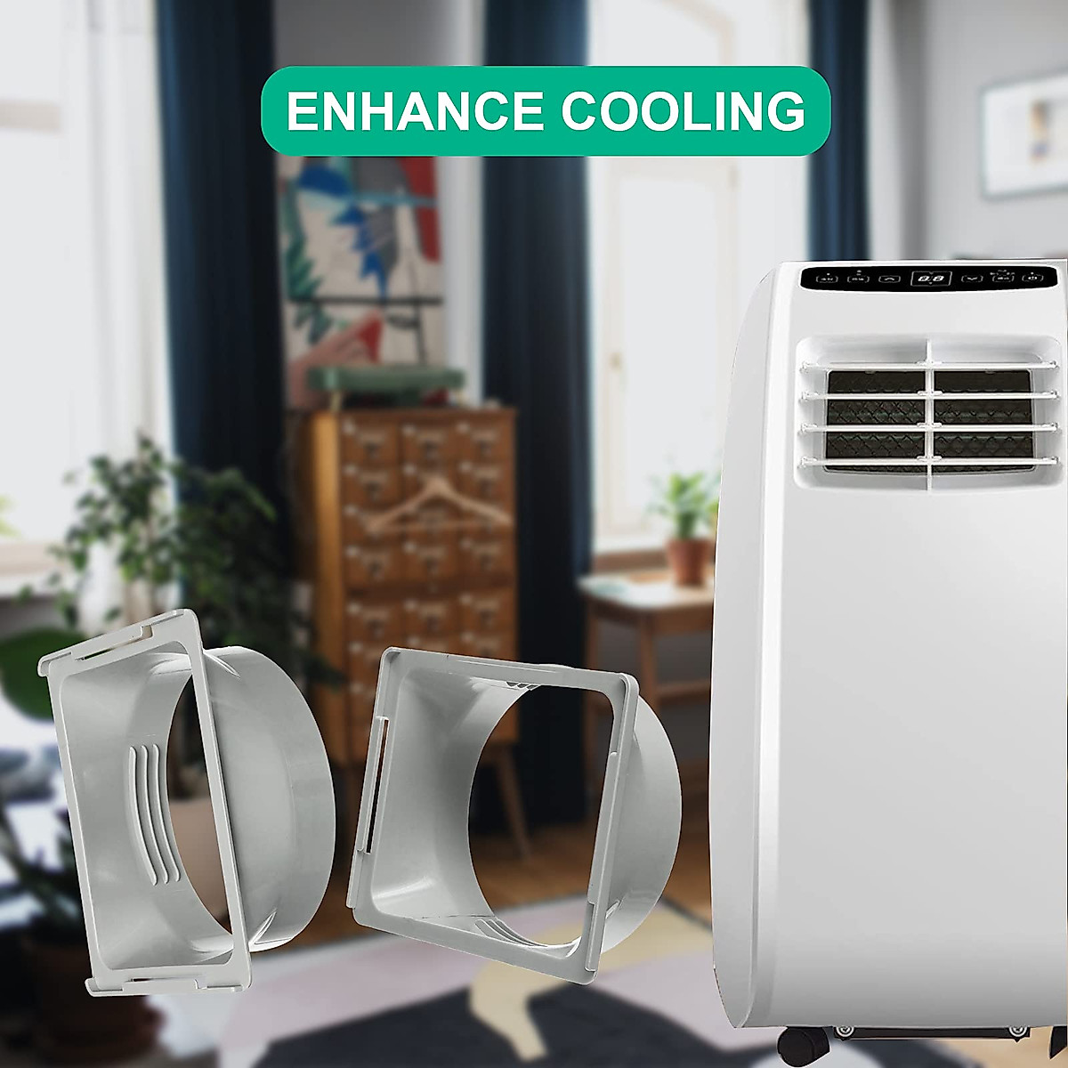 KesaPlan Portable Air Conditioner Exhaust Hose Coupler, 5.9 Inch Window Adapter A/C Unit Tube Connector Mobile Accessories Exhaust Pipe, Used to Connect The Back End of A/C Exhaust Port (Square)