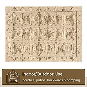 Well Woven Medusa Vidar Trellis Diamond Pattern Indoor/Outdoor Beige Flatweave 7'10'' x 10'6" Area Rug