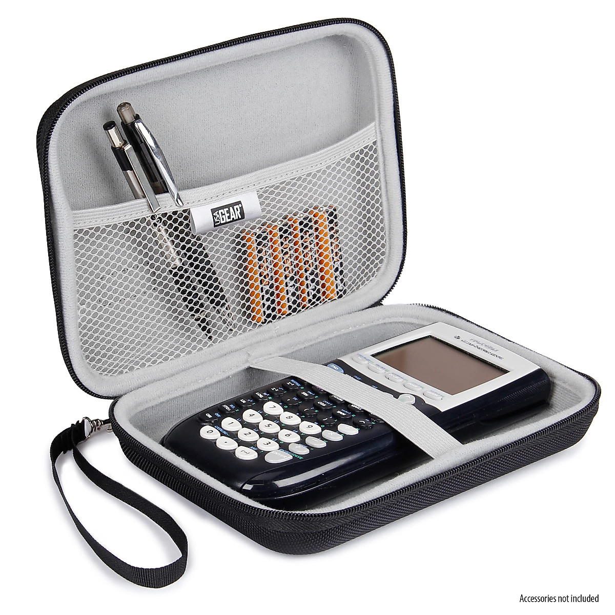 USA Gear Hard Shell Calculator Case - Graphing Calculator Case with Water Resistant Exterior and Large Accessory Storage - Compatible with TI-84 Graphing Calculator, TI-83 Plus, and Casio FX-9750GII