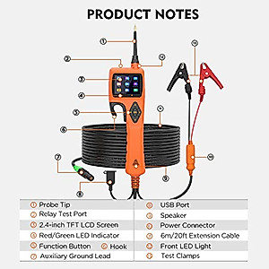 Power Circuit Probe Tester 9-30V Car Circuit Tester, Component Activation Electrical Tester, Relay Tester, Multimeter Circuit Breaker Finder, Injector Tester, with 20FT Test Cable LED and Test Light