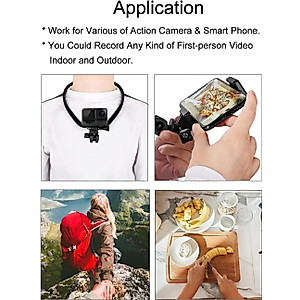 Taisioner POV Neck Mount Necklace Holder Chest Strap for Smartphone GoPro AKASO DJI Action Camera and Smart Phone Video Record Accessories
