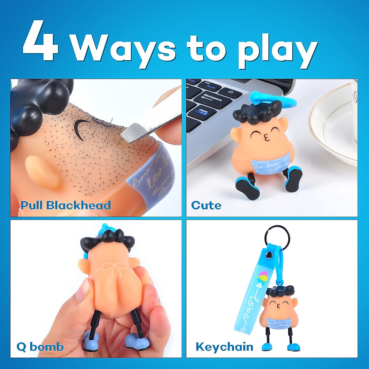 Angel's Wonderland Blue Kiss Blackheads Remover, Pimple Popper as Valentine's Day Gag Gift, Stress Relief Hair Pulling Toy