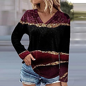 JJHAEVDY Oversized Shirts Sweatshirts for Women Plus Size Tunic Graphic Camo Outfit Button Up Sweatshirt Oversized Sweatshirt for Women Sweatshirts(1-Wine,XX-Large)