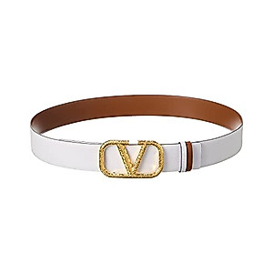 Valentino Vlogo Reversible Leather Belt, 70, Brown