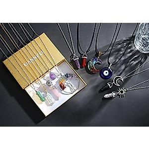 XIANNVXI Mothers Day Gifts 11Pcs Crystal Necklaces for Women Crystals Evil Eye Necklace Set Boho Jewelry for Women Chakra Hippie Pendant Beach Jewelry Gifts for Women Mom