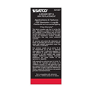 Satco 6Pk 8w BT15 LED 2700K Medium Base White Dimmable - 60w equiv