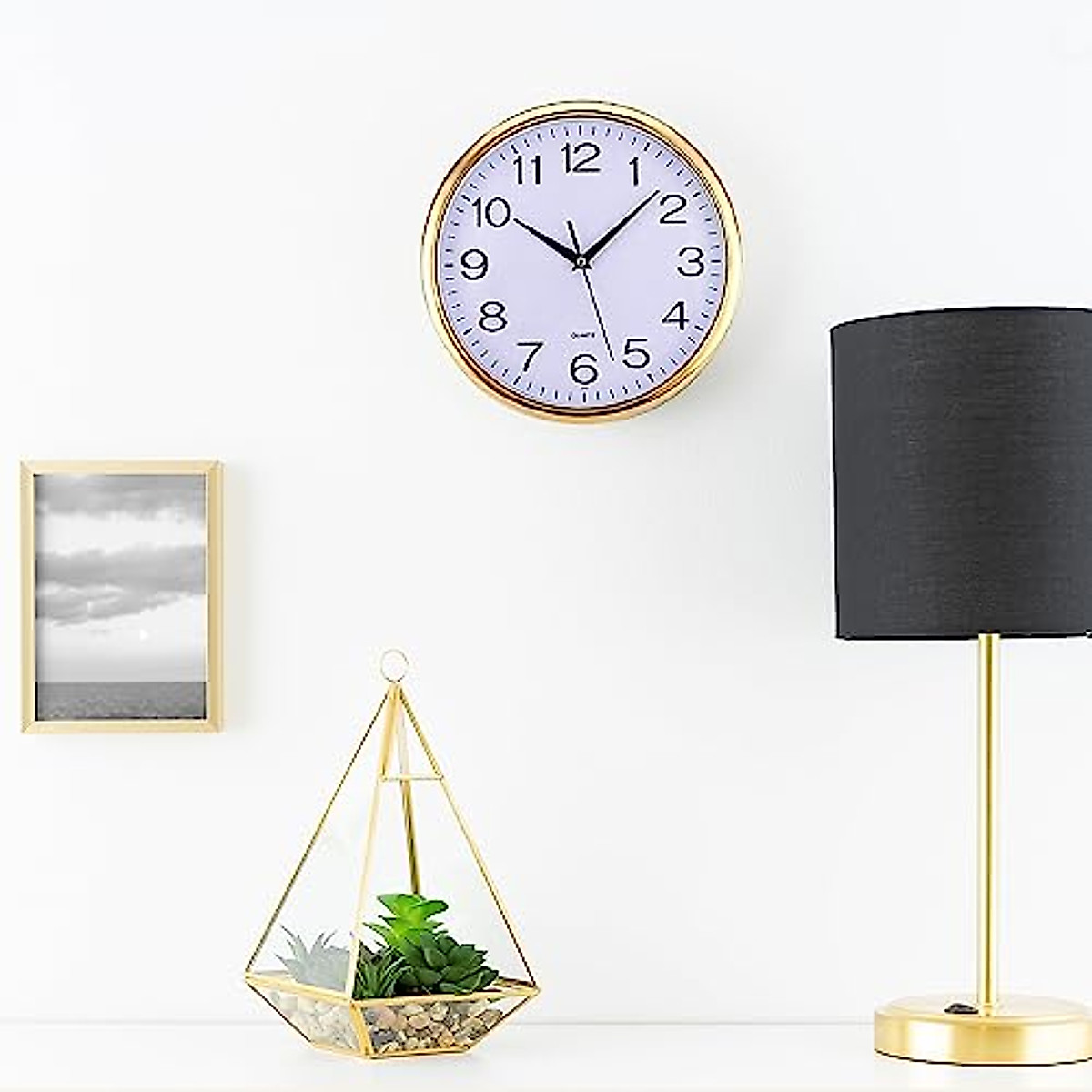 LAIGOO 12 inch Gold Wall Clock Analog, Silent Non-Ticking, Decorative Modern Wall Clock Battery Operated for Living Room Bathroom Bedroom Kitchen Office School
