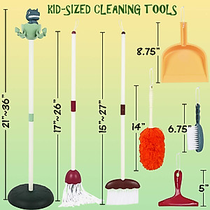 Kiddie Play Kids Cleaning Set for Toddlers Pretend Play for Toddlers to Sweep Up Home & Kitchen with The Broom and Mop 8 Pcs Cleaning Toys