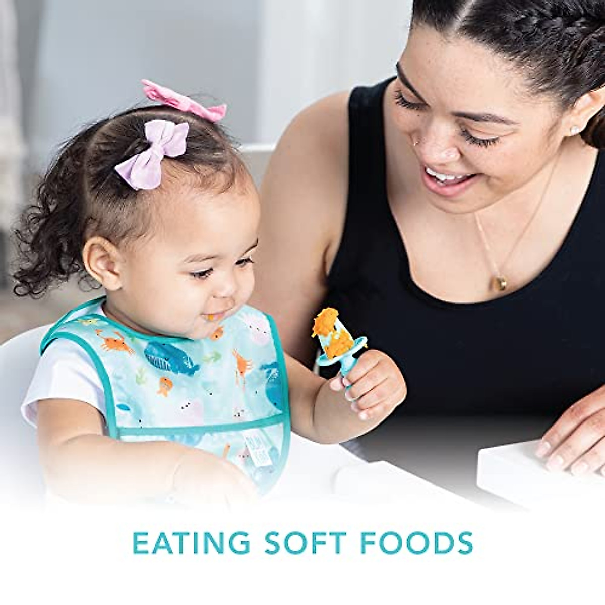 Bumkins Utensils, Silicone Chewtensils, Baby Fork and Spoon Set, Training Utensils, Baby Led Weaning Stage 1 for Ages 6 Months+ in Gray 2 Count (Pack of 1)