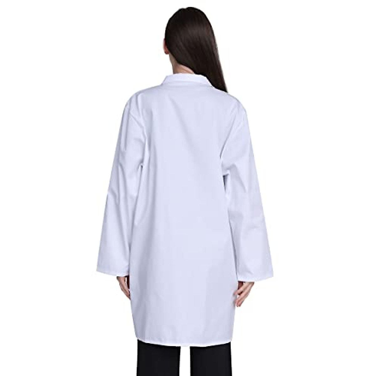 GOQUCHEP Professional Lab Coat for Women, Full Sleeve Cotton Blend Long Medical Coat，White, Unisex (White, Small)